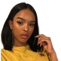 China 10 Inch Short Straight Black Human Hair Lace Front Wig Pre Plucked Bob Wig 10A Grade for sale