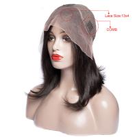 China 10 Inch Short Straight Black Human Hair Lace Front Wig Pre Plucked Bob Wig 10A Grade for sale