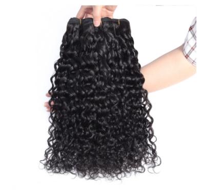 China 20 Inch Water Wave Virgin Cambodian Hair Extensions Double Weft 100g Natural Color for sale