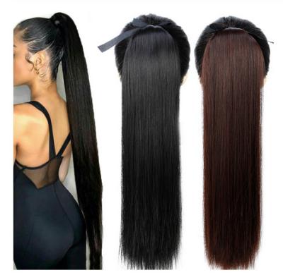 China 100 Human Peruvian Hair Long Straight Ponytails Hair Extensions 8A Grade 16-30 Inch No Tangle for sale