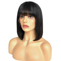 China 12 Inch Short Straight Human Hair Full Lace Bob Wig with Baby Hair 10A Grade for sale
