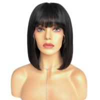 China 12 Inch Short Straight Human Hair Full Lace Bob Wig with Baby Hair 10A Grade for sale