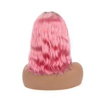 China Double Weft 13x4.5 Lace Front Human Hair Wig 1B Pink Wave 10A Grade 18 Inch for sale