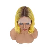 China 10A Grade Human Hair Lace Front Bob Wig 1b Yellow Body Wave 10-18 Inch Double Weft for sale