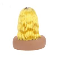 China 10A Grade Human Hair Lace Front Bob Wig 1b Yellow Body Wave 10-18 Inch Double Weft for sale