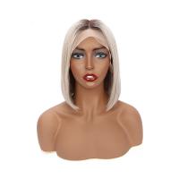 China 100% Brazilian Human Hair Lace Frontal Bob Wig 1B Grey 10A Grade 10-18 Inch for sale