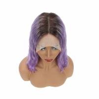 China 100% Human Hair Short Ombre Purple Bob Lace Front Wig 13x4 for Women for sale