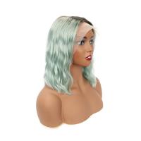 China 100% Virgin Human Hair Short Bob Wig Ocean Blue Ombre Color Brazilian Hair 10-12 Inch for sale