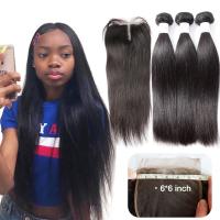 China 100 Unprocessed Virgin Brazilian Hair 6x6 Lace Closure with Bundles 10A Grade 8-40 Inch for sale