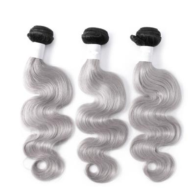 China Bouncy 1B Grey Ombre 100% Real Human Hair Extensions 8-30 Inch for Women for sale