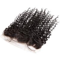China 8A Virgin Brazilian Hair Deep Wave Bundles with Lace Frontal 100g Natural Black 8-40 Inch for sale