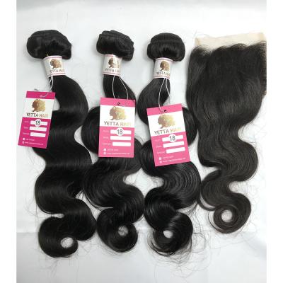 China 100% Brazilian Virgin Hair 4x4 Closure with 3 Bundles Body Wave 8-30 Inch for sale