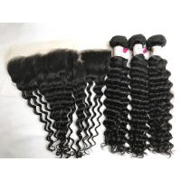 China 100% Brazilian Virgin Remy Hair Deep Wave 3 Bundles 13x4 Lace Frontal 8-30 Inch for sale