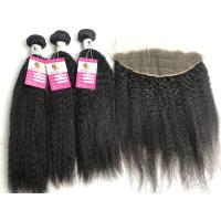 China 13x4 Lace Frontal Kinky Straight Peruvian Human Hair Weave 10A Grade 100g 8-26 Inch for sale
