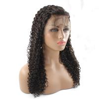 China Natural Black 150% Lace Front Human Hair Wigs Long Curly Brazilian Virgin Hair 20 Inch for sale
