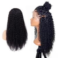 China Natural Black 150% Lace Front Human Hair Wigs Long Curly Brazilian Virgin Hair 20 Inch for sale