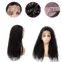 China Natural Black 150% Lace Front Human Hair Wigs Long Curly Brazilian Virgin Hair 20 Inch for sale