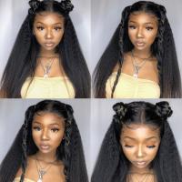 China Smooth 22 Inch Lace Front Human Hair Wig 100% Virgin Brazilian Kinky Straight for sale