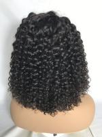 China 10A Grade Natural Curly Bob Wig 250g 100% Human Hair Lace Front Wig Natural Black for sale
