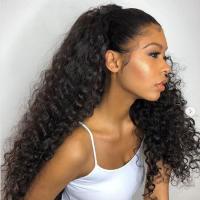 China Light Brown 30 Inch 250 Density Lace Front Human Hair Wig Deep Wave for sale