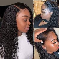 China 6A Transparent Lace Front Human Hair Wigs Deep Wave Curly for sale