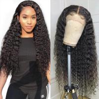 China 6A Transparent Lace Front Human Hair Wigs Deep Wave Curly for sale