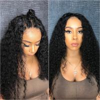 China 6A Transparent Lace Front Human Hair Wigs Deep Wave Curly for sale
