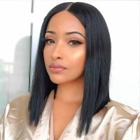 China 100% Human Hair Front Lace Wig Straight Short No Shedding 8-30 Inch Virgin Hair for sale