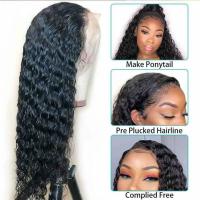 China ODM 300g Deep Wave Human Hair Lace Front Wig Brazilian Virgin Hair 10A for sale