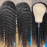 China ODM 300g Deep Wave Human Hair Lace Front Wig Brazilian Virgin Hair 10A for sale