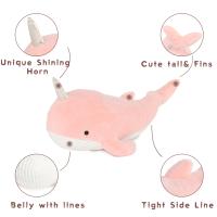 China MorisMos 24 Inch Soft Pink Plush Narwhal Whale Stuffed Toy - 60cm Ultra-Soft Cotton Hugging Pillow for Kids for sale