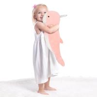 China MorisMos 24 Inch Soft Pink Plush Narwhal Whale Stuffed Toy - 60cm Ultra-Soft Cotton Hugging Pillow for Kids for sale