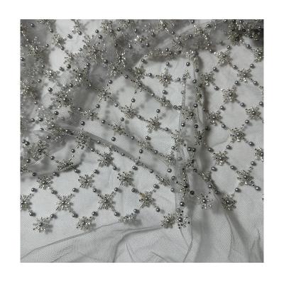 China Handmade Beads Lace Fabric Sequins Beaded Embroidery African Lace Fabric With Pearls For Wedding Dress Lace for sale