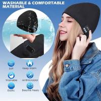 China Bluetooth Beanie,Double Fleece Lined with Bluetooth 5.1 Wireless Warm Knit Beanie Bluetooth Hat for sale