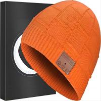 China Orange Bluetooth Beanie Hat Wireless Headset Listening Music Handsfree Calls for sale