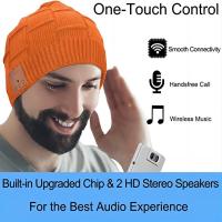 China Orange Bluetooth Beanie Hat Wireless Headset Listening Music Handsfree Calls for sale