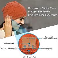 China Orange Bluetooth Beanie Hat Wireless Headset Listening Music Handsfree Calls for sale