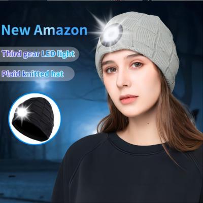 China LED Flashlight Music Hat Unisex USB Rechargeable 4 LED Headlamp Cap For Jogging for sale