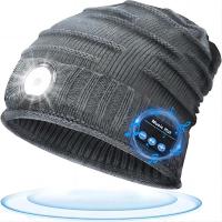 China LED Flashlight Music Hat Unisex USB Rechargeable 4 LED Headlamp Cap For Jogging for sale