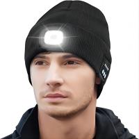 China 4 LED Headlamp Bluetooth Headphones Hat With Wireless Headphones Birthday Gifts for sale