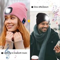 China 4 LED Headlamp Bluetooth Headphones Hat With Wireless Headphones Birthday Gifts for sale