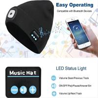 China 4 LED Headlamp Bluetooth Headphones Hat With Wireless Headphones Birthday Gifts for sale