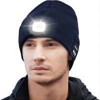 China Men Women Teens Christmas Presents Bluetooth Headphones Hat With Headtorch for sale
