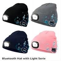 China Music Playback LED Beanie With Light Hands Free Calling For Logging Sunset Fishing for sale