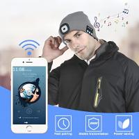 China LED Knit Bluetooth Headphones Hat 12hours Play Time Built In Microphone for sale