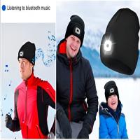 China Unisex Flashlight Bluetooth Hat With Light Wireless Headphones Music Hat for sale