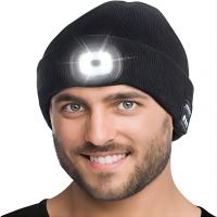 China Unisex Flashlight Bluetooth Hat With Light Wireless Headphones Music Hat for sale