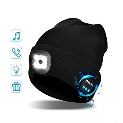 China Listening Music Phone Talks Bluetooth Headphones Hat With Headlamp Lighting for sale