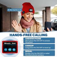 China Phones Calls Music Playback Bluetooth LED Hat With 4 LED Light For Night Walking for sale
