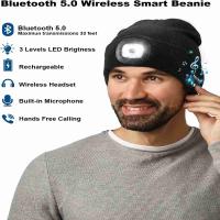 China Wireless Earphones Bluetooth Headphones Hat With Lights Christmas Gifts for sale